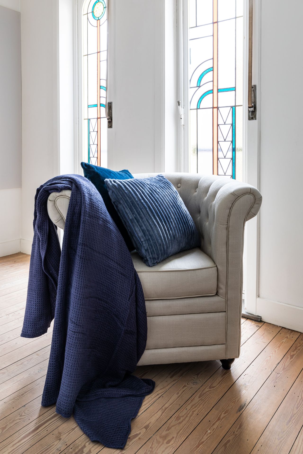 Kussen (gevuld) RIBBLE - Micoflannel - 45x45 cm, blue stone | BLUE ...