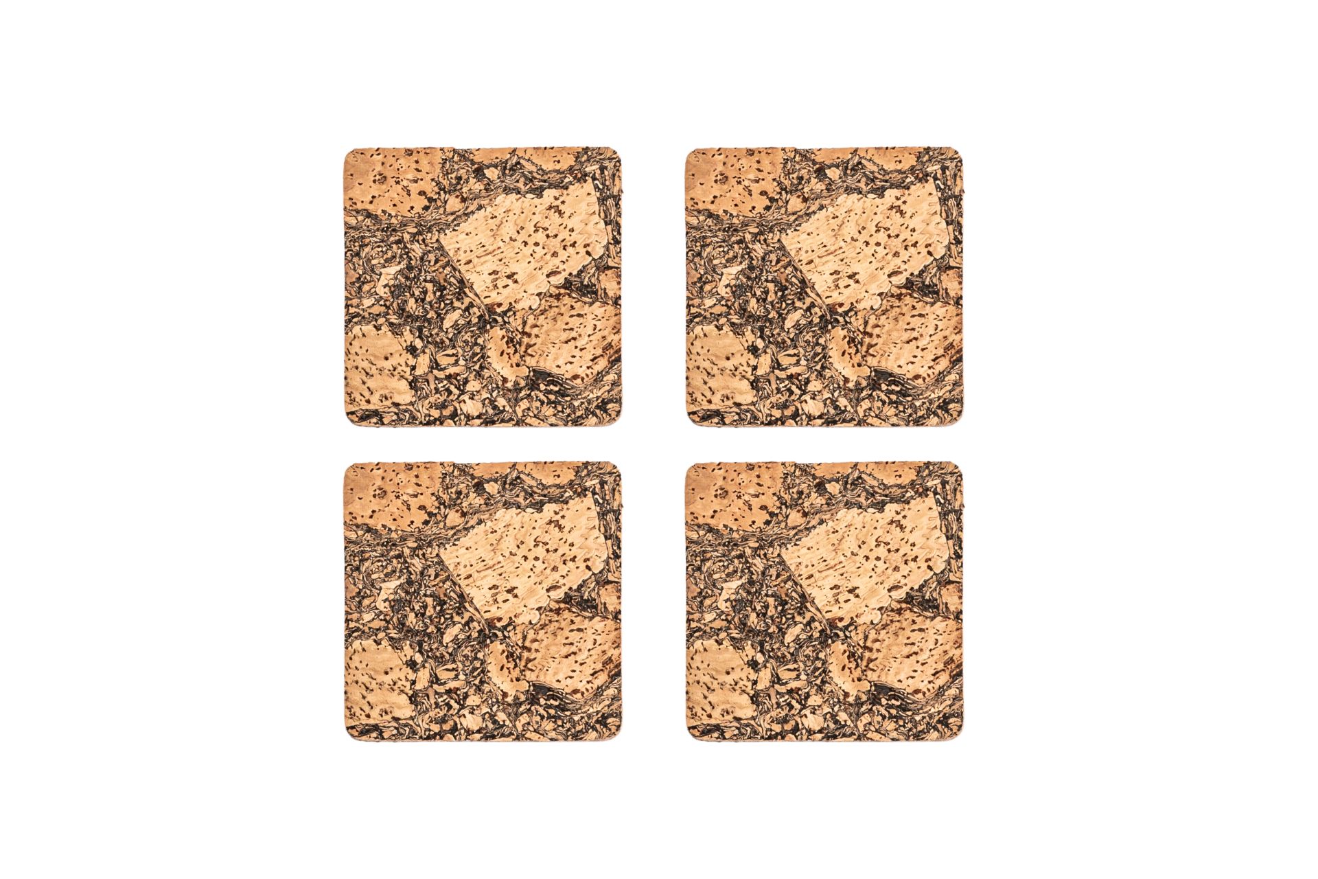 Onderzetters van kurk 10x10 cm - set van 4 - earth
