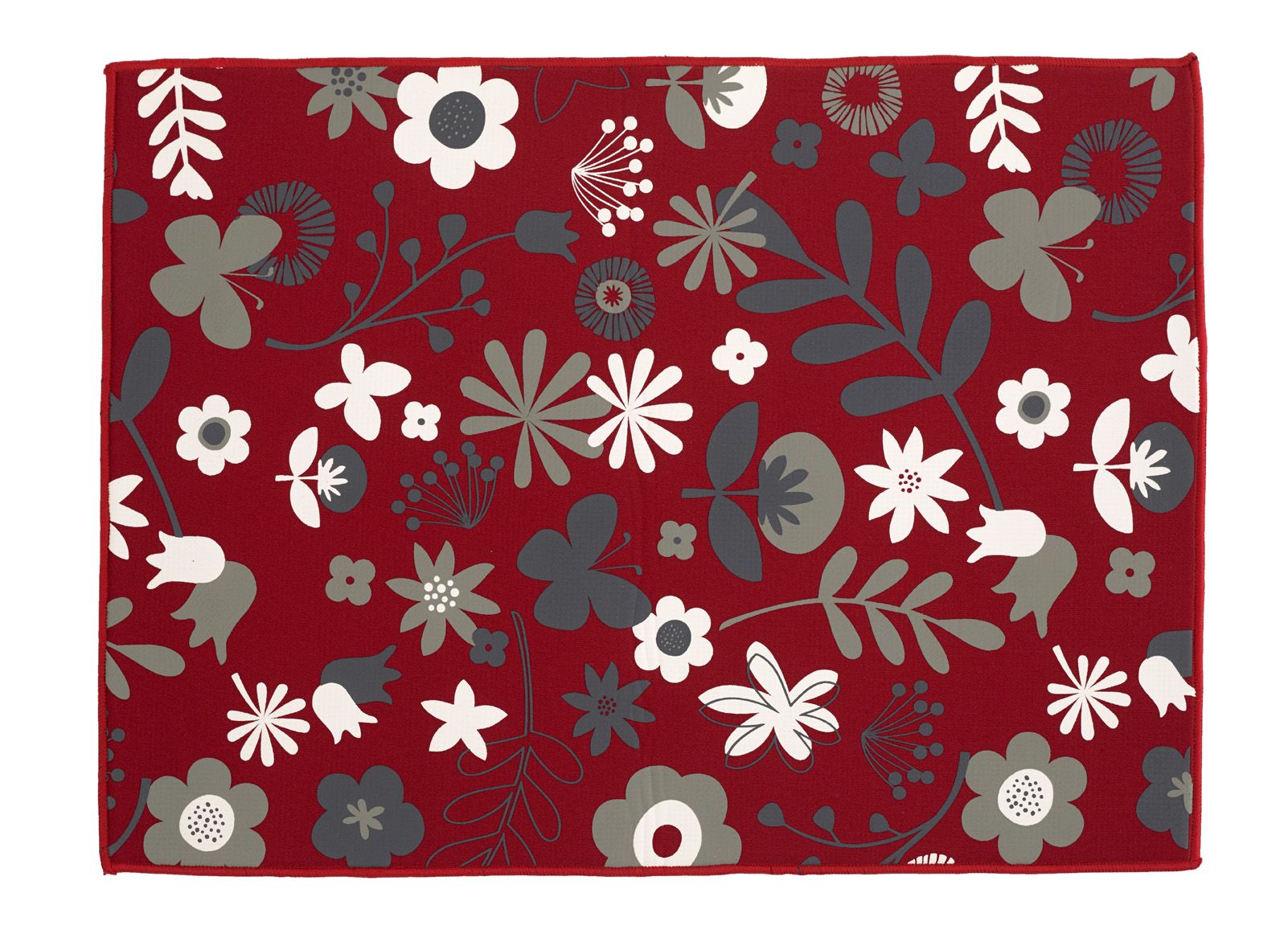 Placemat floral CC neoprene 33x45cm, red, 4mm photoprint | RED | ZZ0338RED